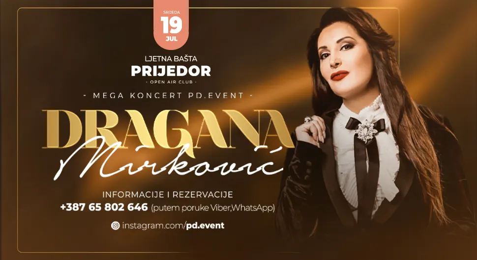 Magični koncert godine: Dragana Mirković u prijedorskoj Ljetnoj bašti